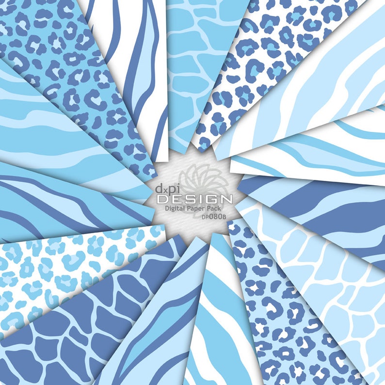 Light Blue Animal Prints Digital Paper and Backgrounds Printable Baby ...