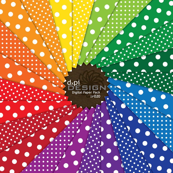 POLKA DOTS Digital Paper & Printable Background Images in Bold Primary ...