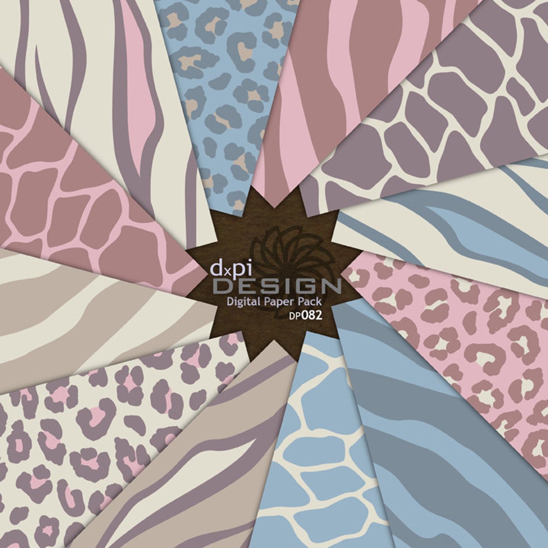 Digital Animal Print Backgrounds in Soft Pink, Blue & Tan - Digital ...