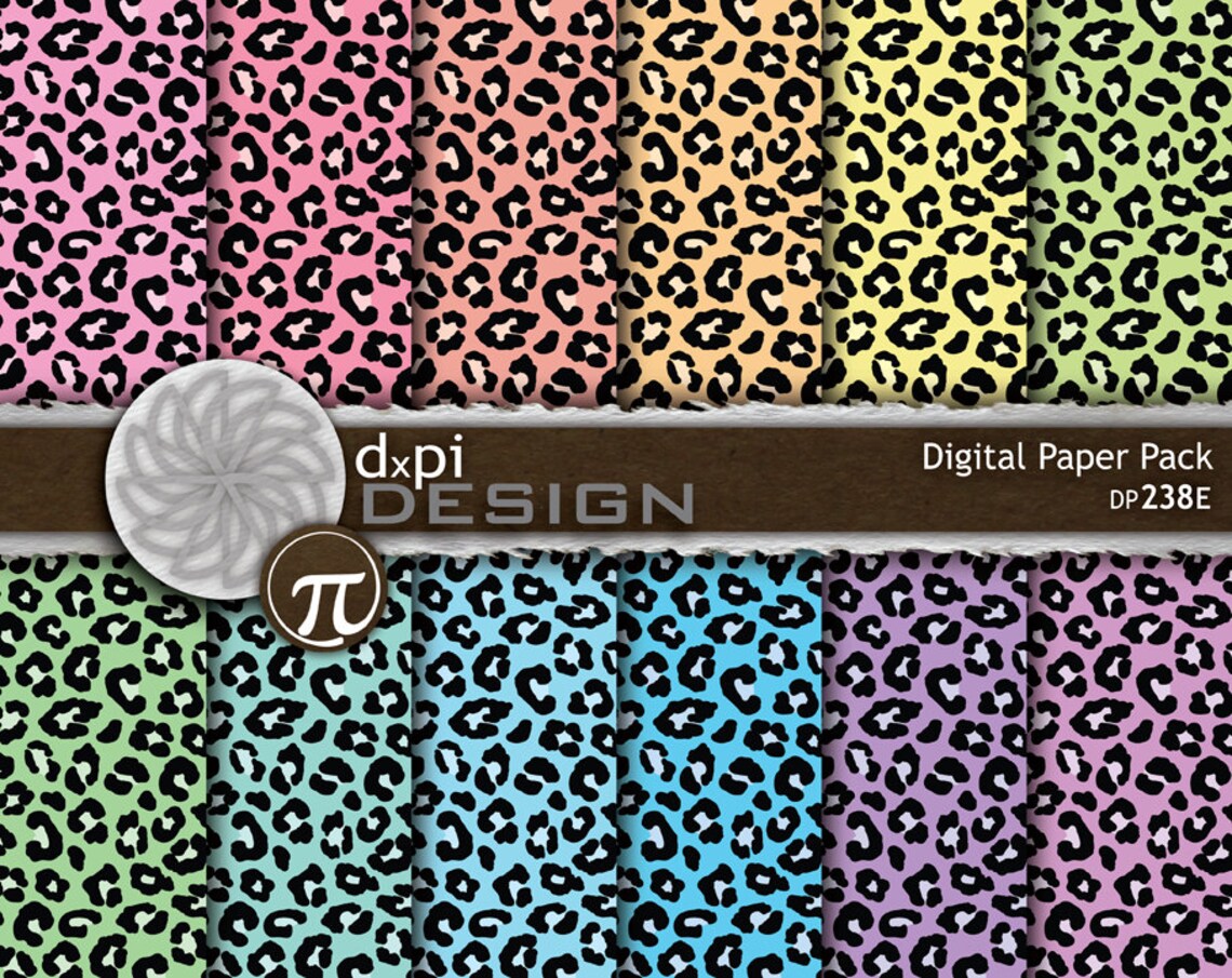 Pastel Rainbow Leopard Print Digital Animal Print Paper Printable ...