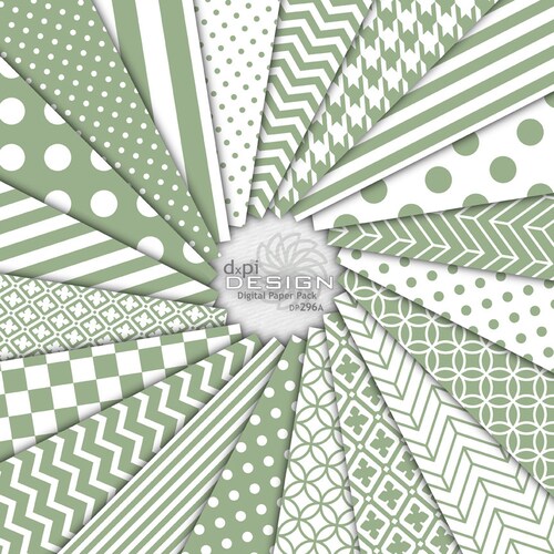 Sage Green Digital Paper Backgrounds W/ Stripes Chevrons Stars | Etsy