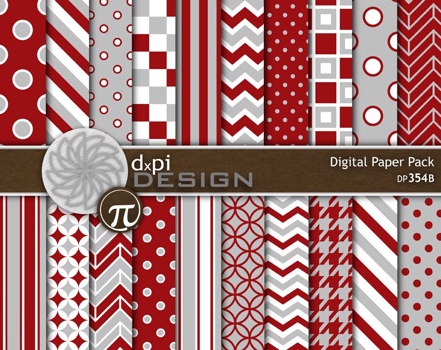 Red and Gray Digital Paper & Printable Background Patterns - Digital ...
