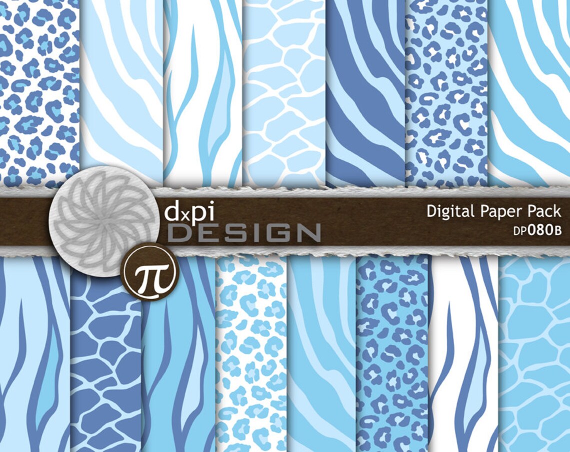 Light Blue Animal Prints Digital Paper and Backgrounds Printable Baby ...