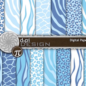 Light Blue Animal Prints - Digital Paper and Background Images ...