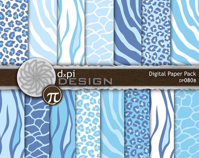 Light Blue Animal Prints Digital Paper and Backgrounds - Etsy