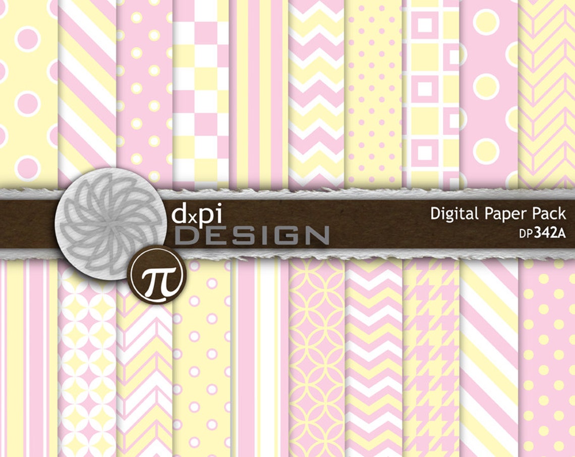 Pink and Yellow Digital Papers and Printable Backgrounds | Etsy