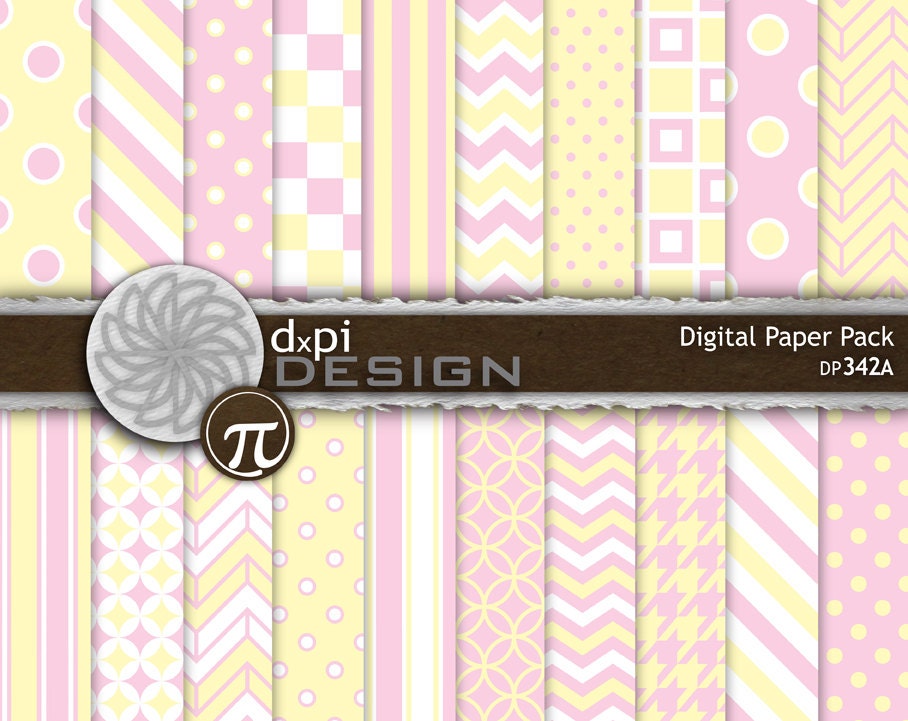 Pink and Yellow Digital Papers and Printable Backgrounds | Etsy