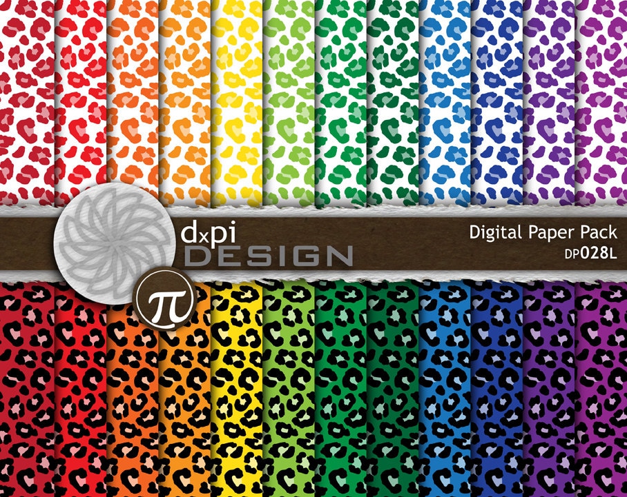 Animal Print Digital Paper - Rainbow Leopard Backgrounds for Digital ...
