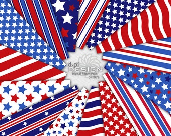 Stars and Stripes Digital Paper Pack INSTANT DOWNLOAD - Etsy