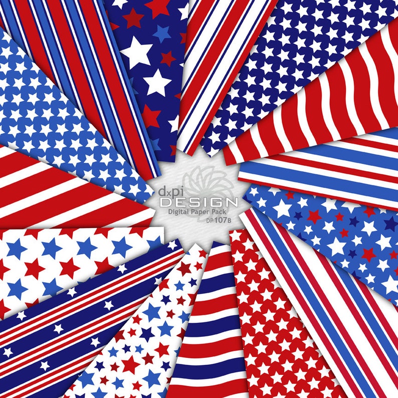 Stars and Stripes 4th of July Digital Paper Backgrounds and - Etsy