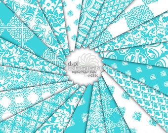 TEAL Damask Digital Paper & Printable Background Designs - Etsy