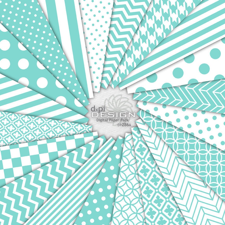 Aqua Blue Digital Scrapbook Paper & Printable Background Patterns Robin ...