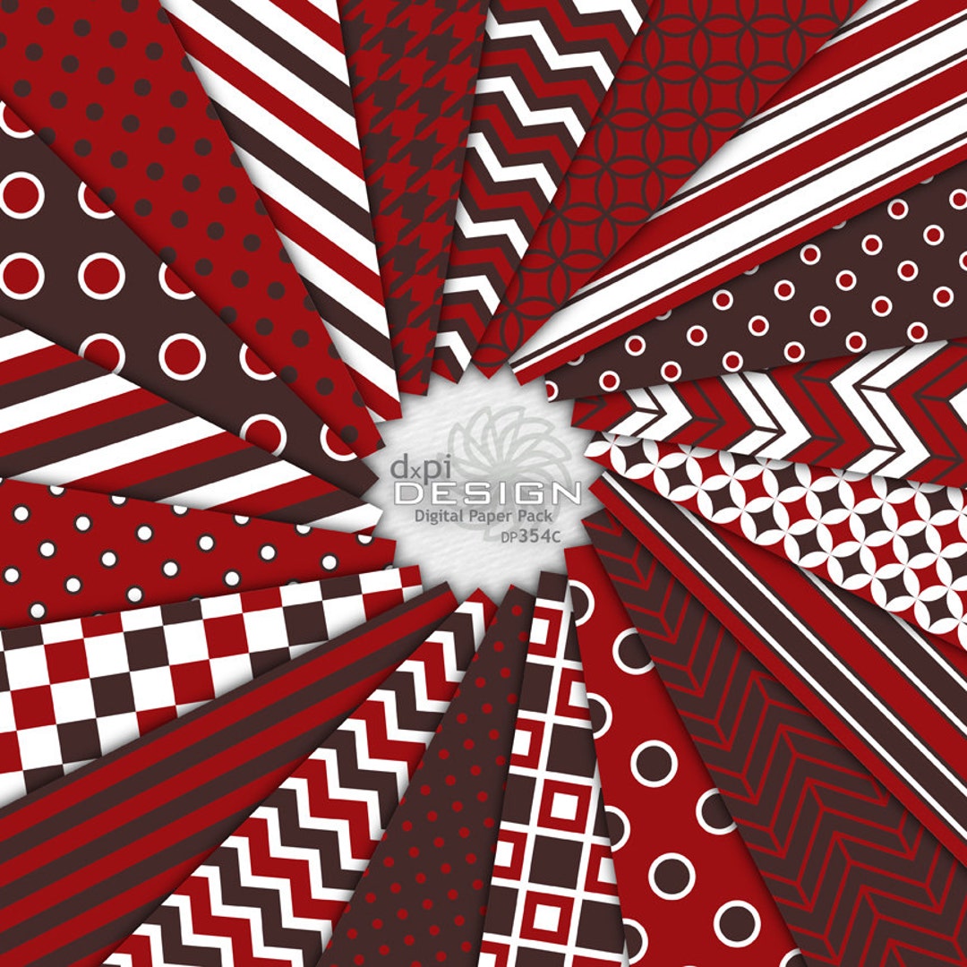 Red & Brown Digital Papers and Printable Background Patterns - Digital ...