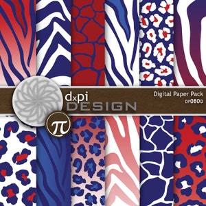 Red, White & Blue Animal Prints - Digital Scrapbook Paper and Printable ...