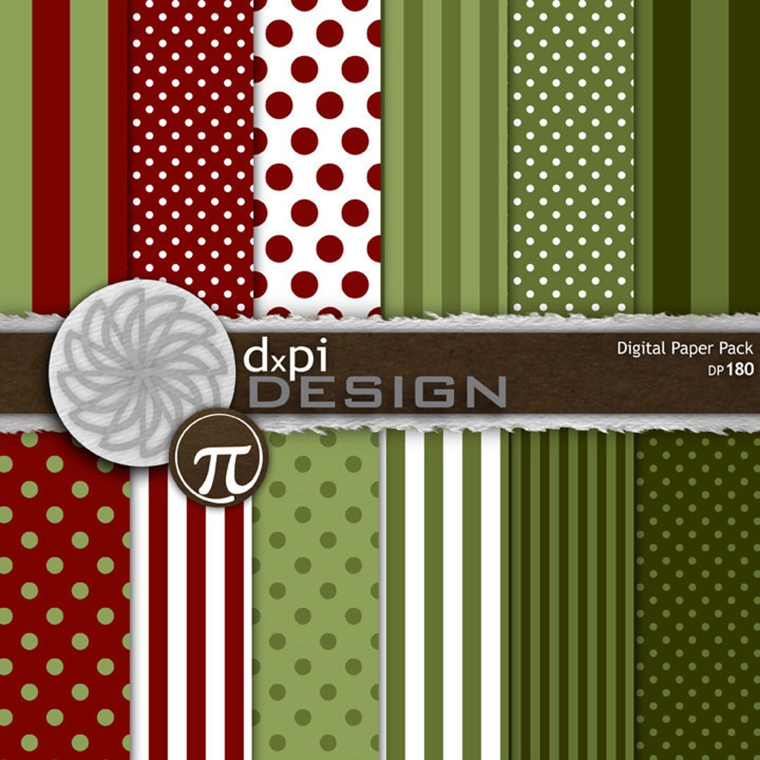 Digital Christmas Polka Dots and Stripes - Digital Scrapbook Paper ...