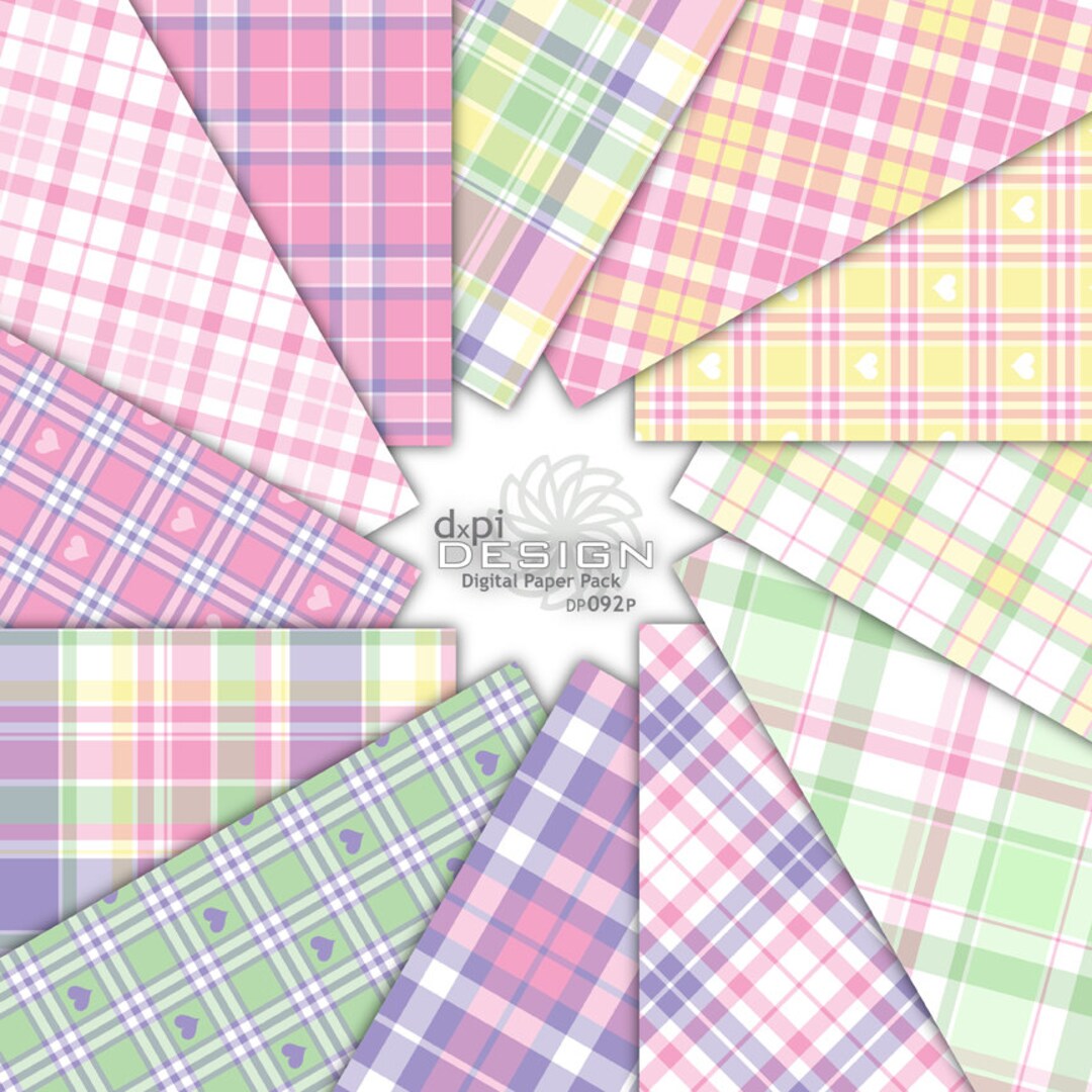 PASTEL PLAID - Digital Paper & Printable Plaid Backgrounds in Light ...