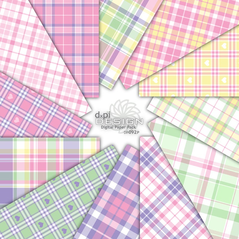 PASTEL PLAID - Digital Paper & Printable Plaid Backgrounds in Light ...