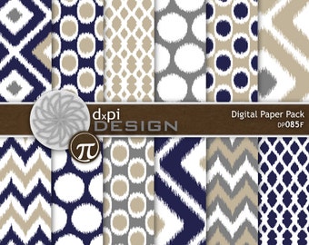 Yellow & Gray Ikat Digital Paper and Printable Backgrounds | Etsy