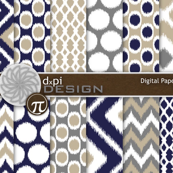 Blue Gray Ikat - Etsy