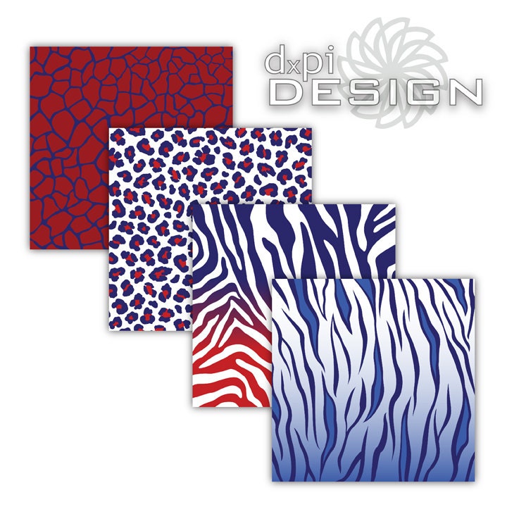 Red, White & Blue Animal Prints - Digital Scrapbook Paper and Printable ...