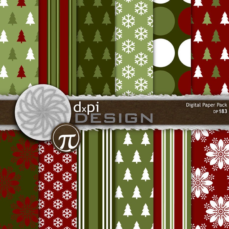 Traditional Christmas Digital Paper & Background Images Digital Red and ...