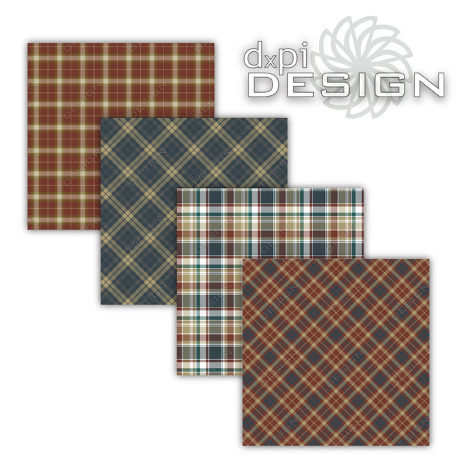 Fall Plaids Digital Scrapbook Paper & Background Images - Digital Plaid ...