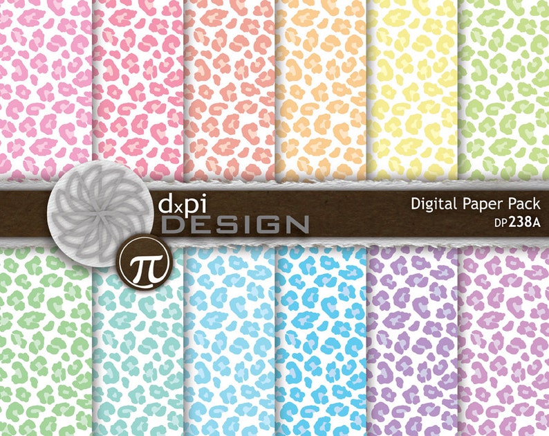 Animal Print Digital Paper - Bright Pastel Leopard Prints - Printable ...