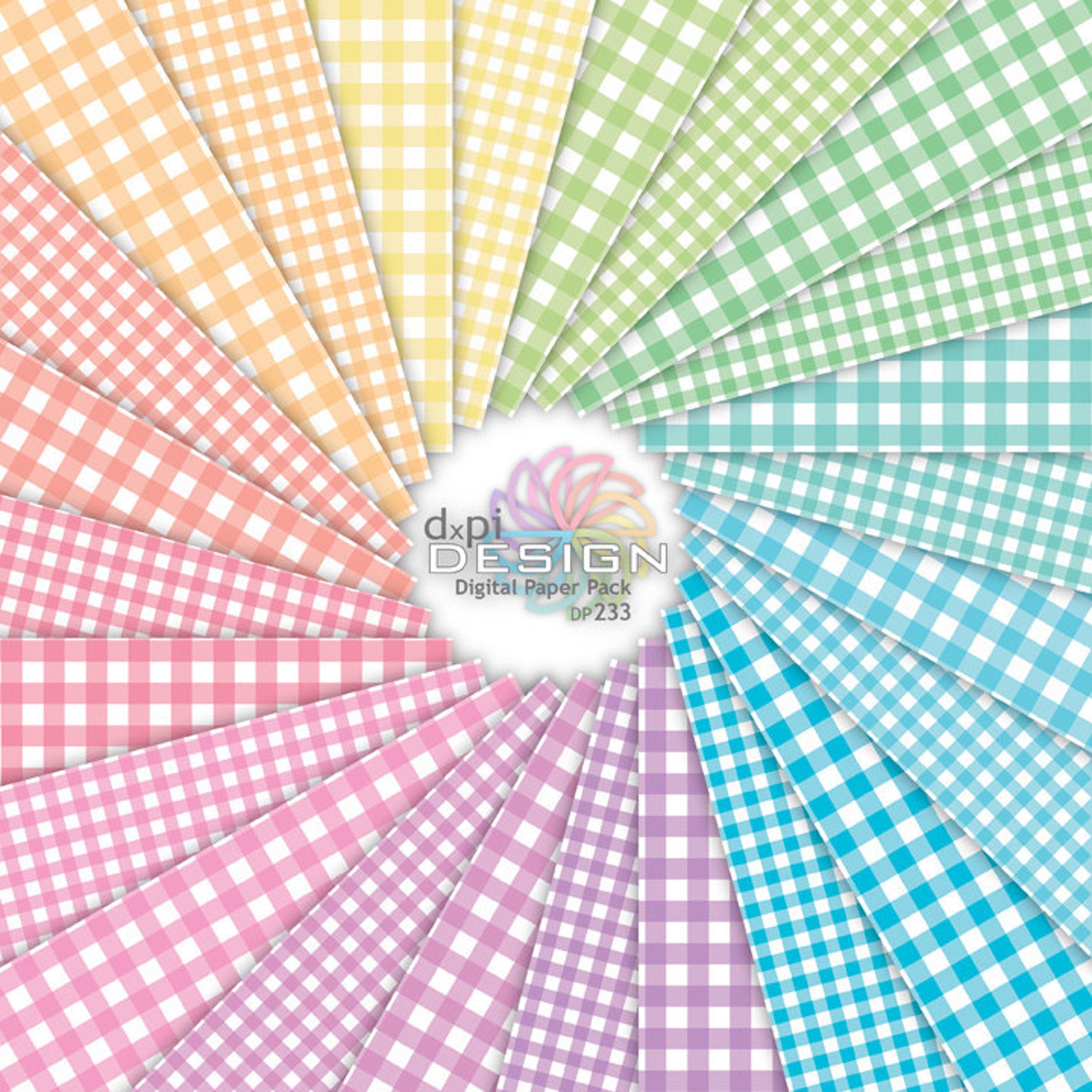 Bright Pastel Gingham Digital Paper and Background Images - Etsy