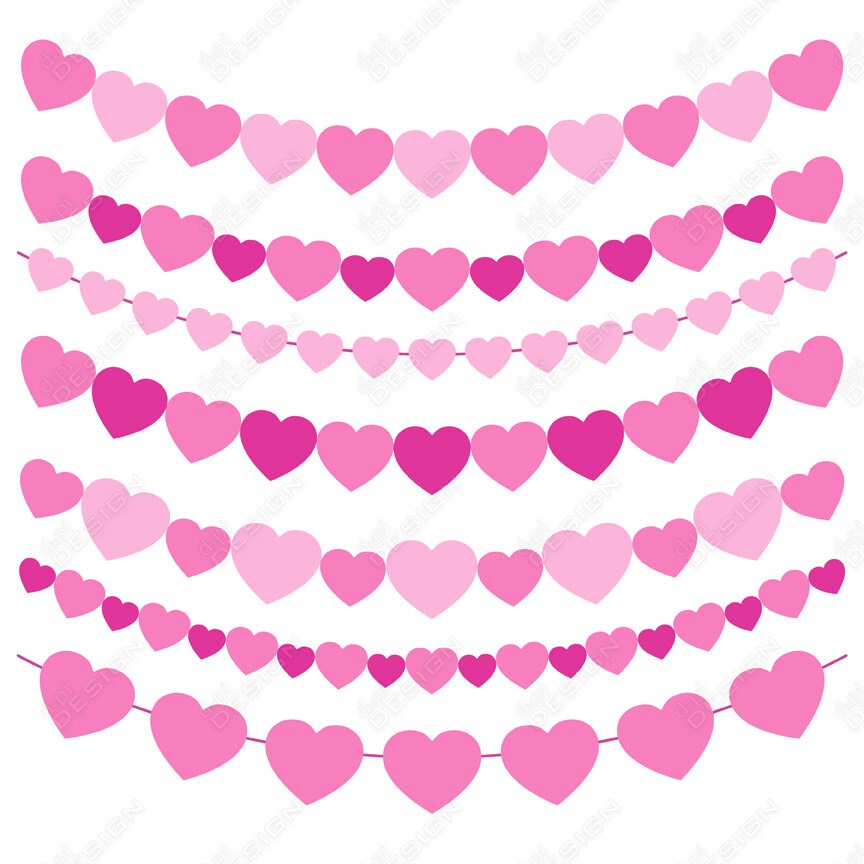 Digital Heart Buntings Valentine Clip Art Buntings With Pink - Etsy UK