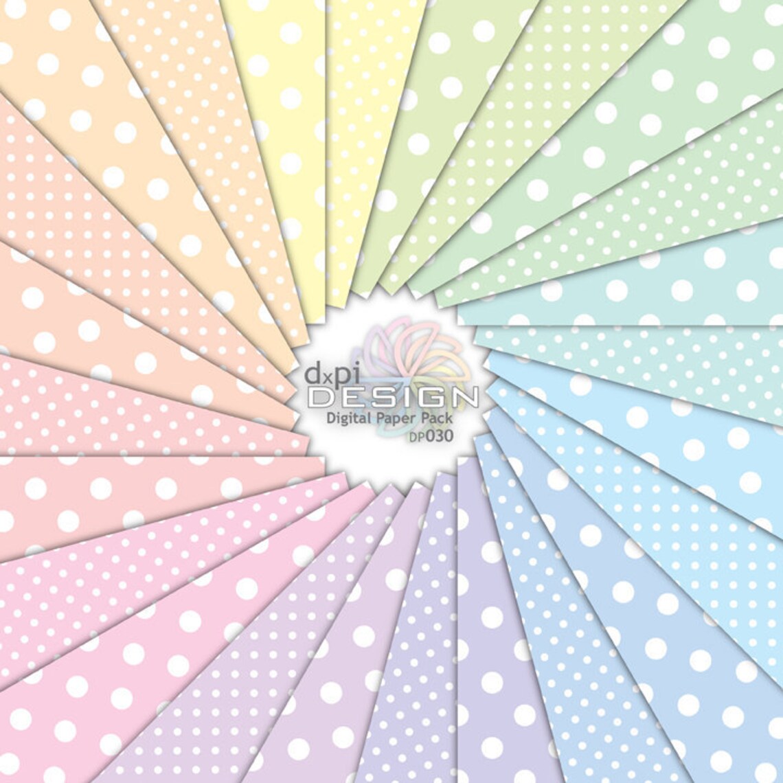 Pastel Polka Dots Digital Background Paper in Soft Pastel Colors for ...