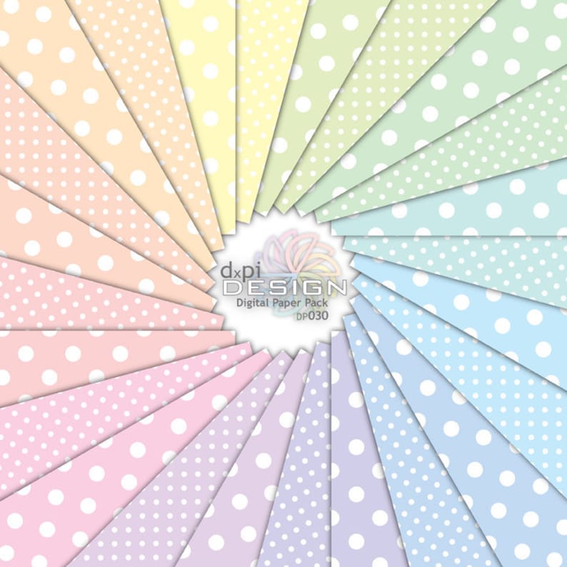 Pastel Polka Dots - Digital Background Paper in Soft Pastel Colors for ...