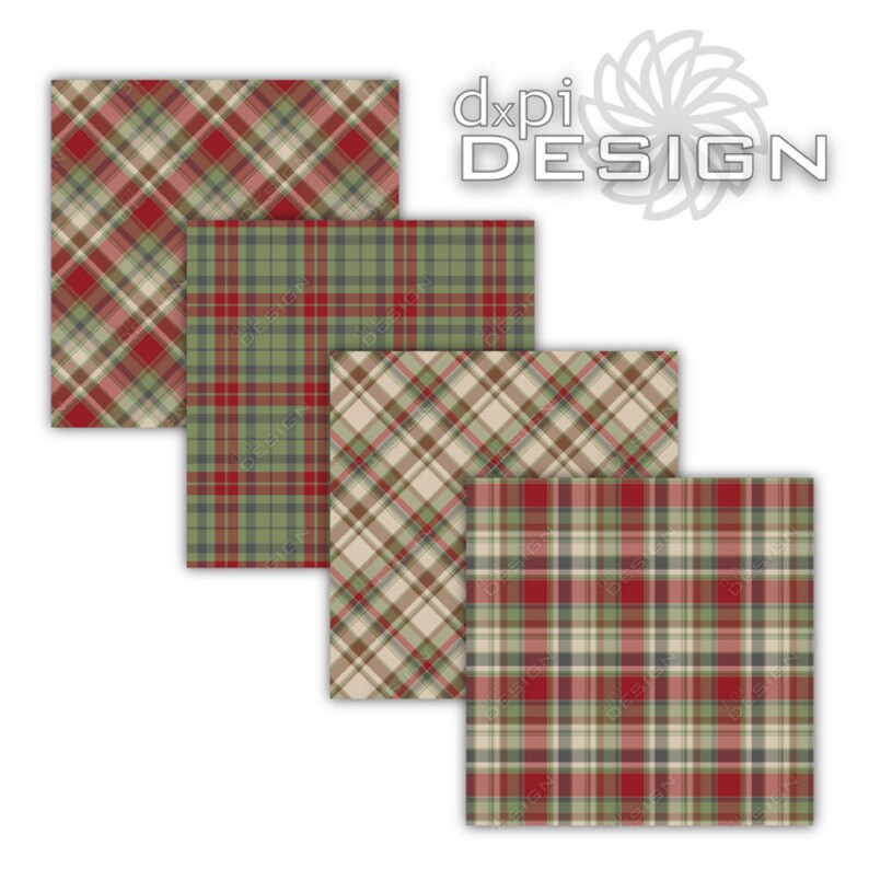 Digital Christmas Plaid Scrapbook Paper Background Images Country ...