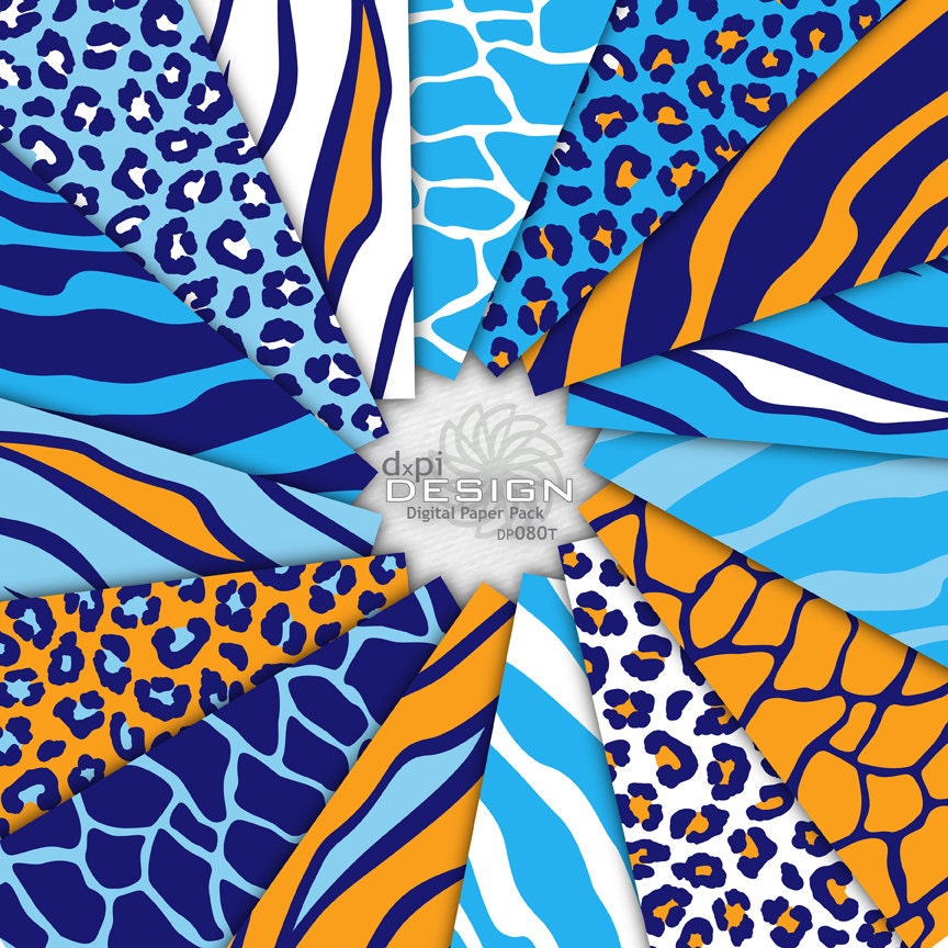 Blue & Gold Animal Print - Digital Background Patterns and Printable ...