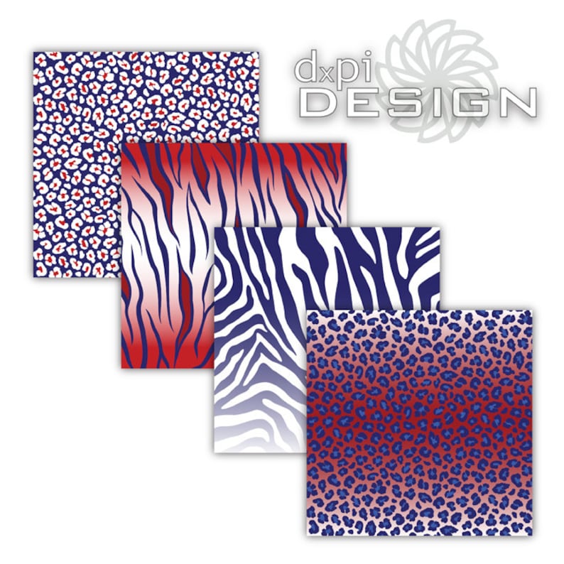 Red, White & Blue Animal Prints - Digital Scrapbook Paper and Printable ...