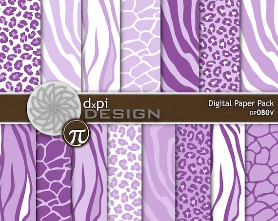 Violet & Lavender Animal Prints Digital Scrapbook Paper and | Etsy