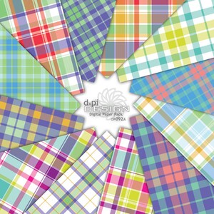 Summer Plaid Digital Paper & Printable Background Patterns - Colorful ...