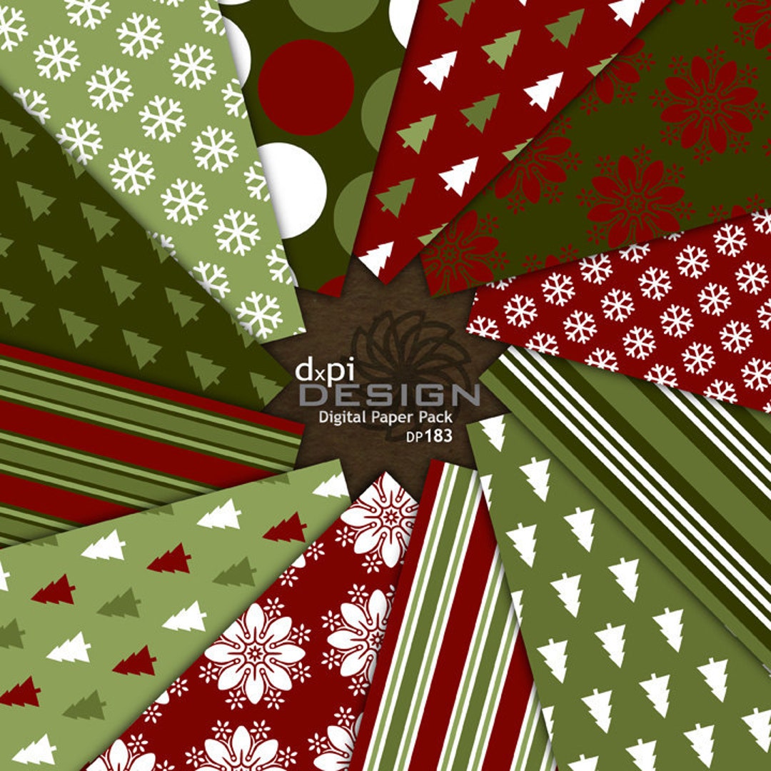Traditional Christmas Digital Paper & Background Images Digital Red and ...