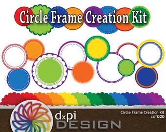 20 Digital Scallop Circle Frames in Rainbow Colors Instant - Etsy