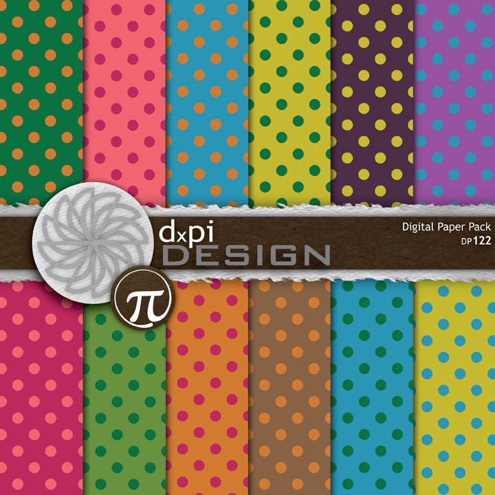 Digital Polka Dot Backgrounds Digital Scrapbook Papers in Bright, Multi ...