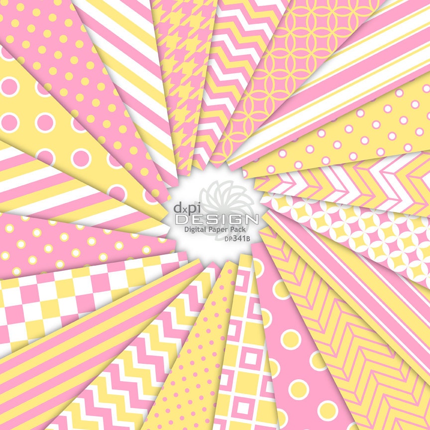Pink and Yellow - Digital Paper and Printable Backgrounds for ...