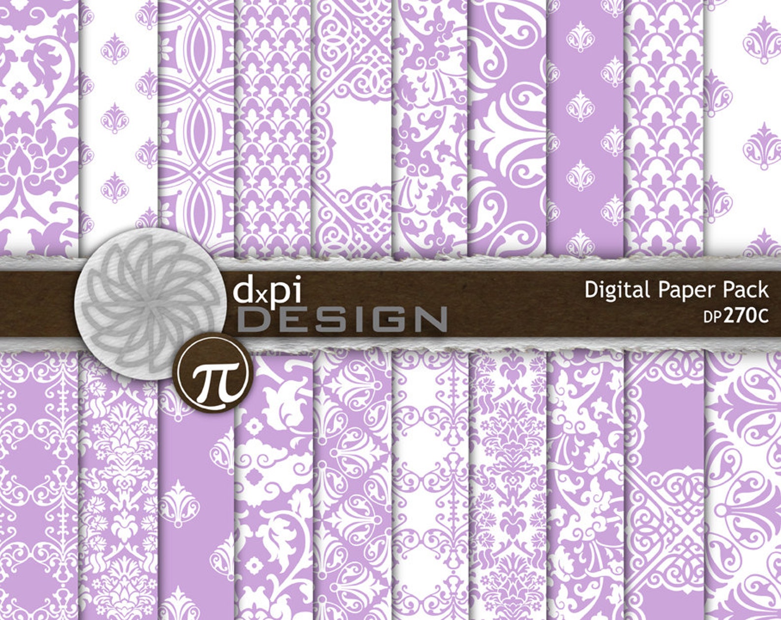 Pastel Purple Damask Digital Paper & Printable Backgrounds Lavender ...