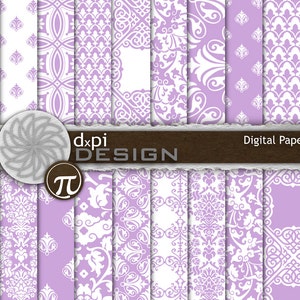 Pastel Purple Damask Digital Paper & Printable Background Patterns ...