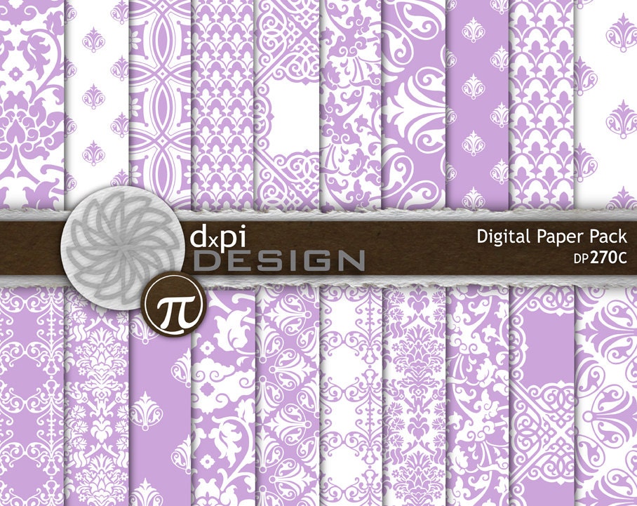 Pastel Purple Damask Digital Paper & Printable Background Patterns ...