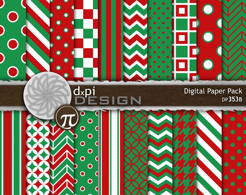 Red & Green Digital Paper and Holiday Backgrounds - Digital Christmas ...