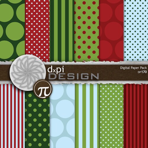 Vintage Christmas Digital Paper Polka Dots and Stripes - Etsy