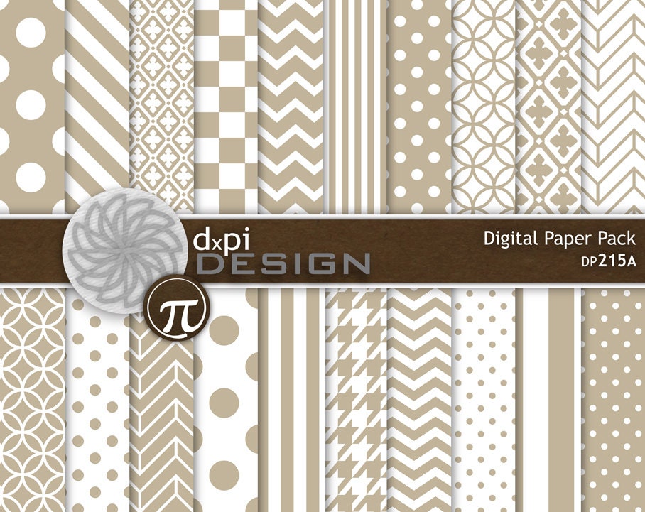 Beige Digital Paper Pack and Printable Background Images - Tan and ...