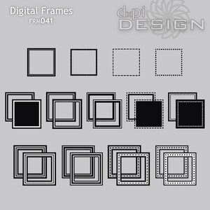 Square Digital Frames & Black Clip Art Labels and Tags - Printable ...