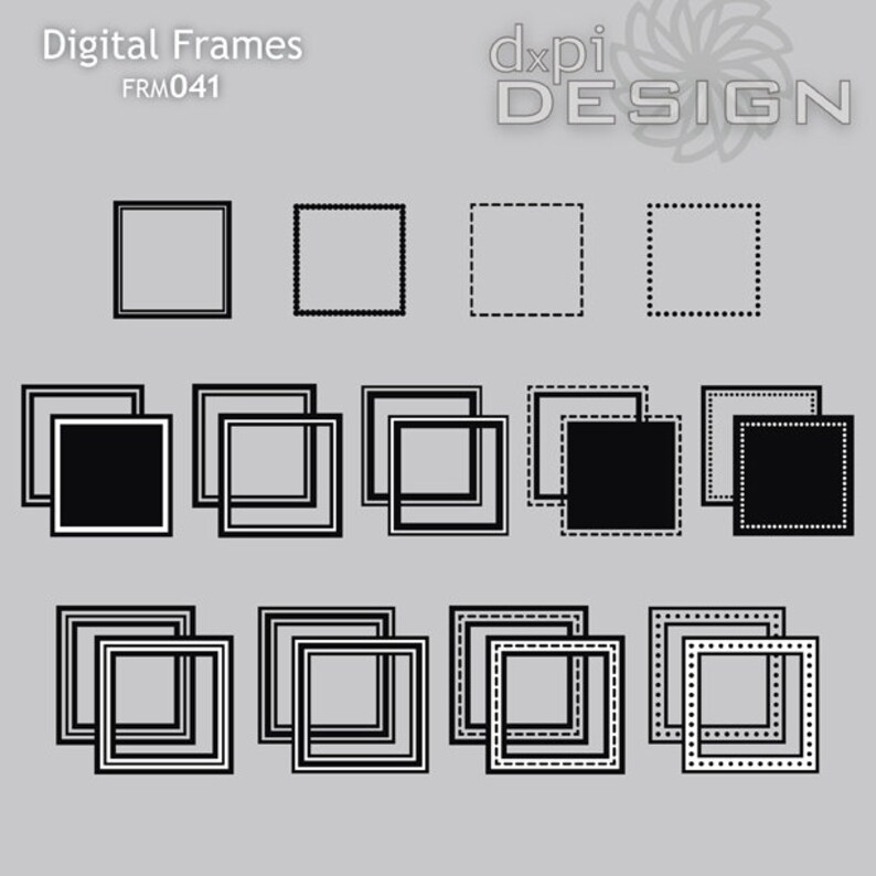 Square Digital Frames & Black Clip Art Labels and Tags Printable ...