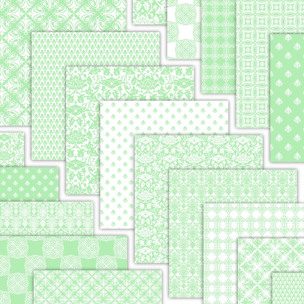 MINT Green Damask Digital Paper & Printable Backgrounds - Etsy