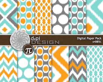 Yellow & Gray Ikat Digital Paper and Printable Backgrounds | Etsy